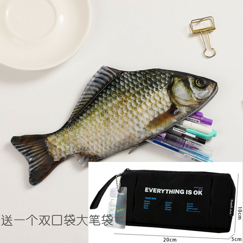Креативный пенал с карасем, стиль TikTok, индивидуальность, необычный свежий морской рыбный пенал, корейская версия, пенал с соленой рыбой