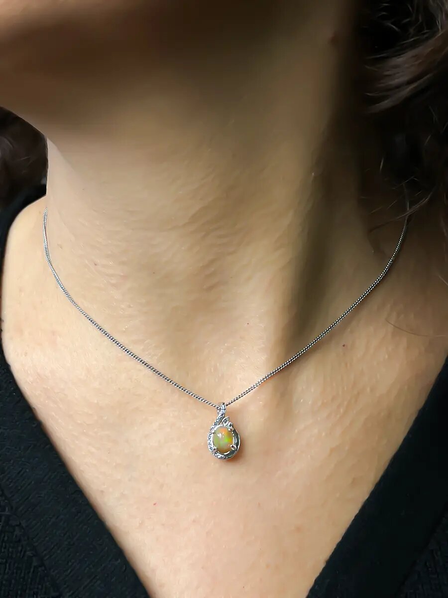 Подвеска, серебро, 925 проба, опал, сапфир