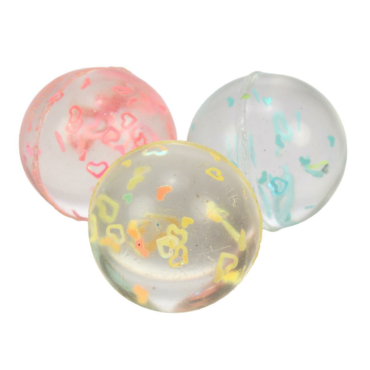 Мяч каучуковый прозрачный 32мм, с разноцветными узорами, комплект 5шт