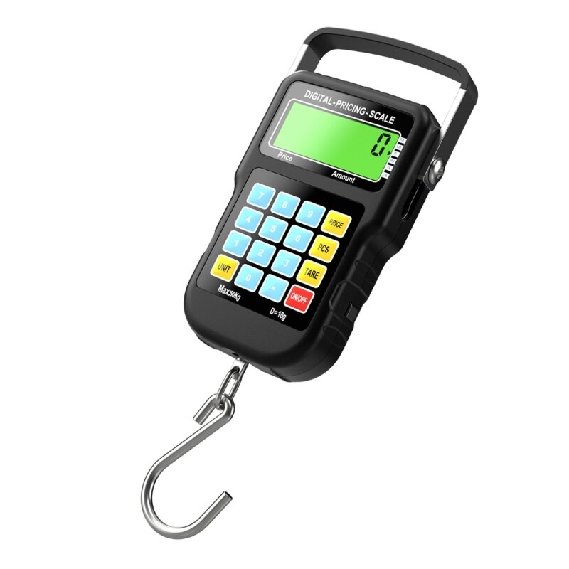 Цифровые Весы С ЖК-Экраном С Подсветкой, Электронные Рыболовные Весы 110 фунтов / 50 кг, Подвесные Весы, Весовые Весы с Рулеткой и Крючком