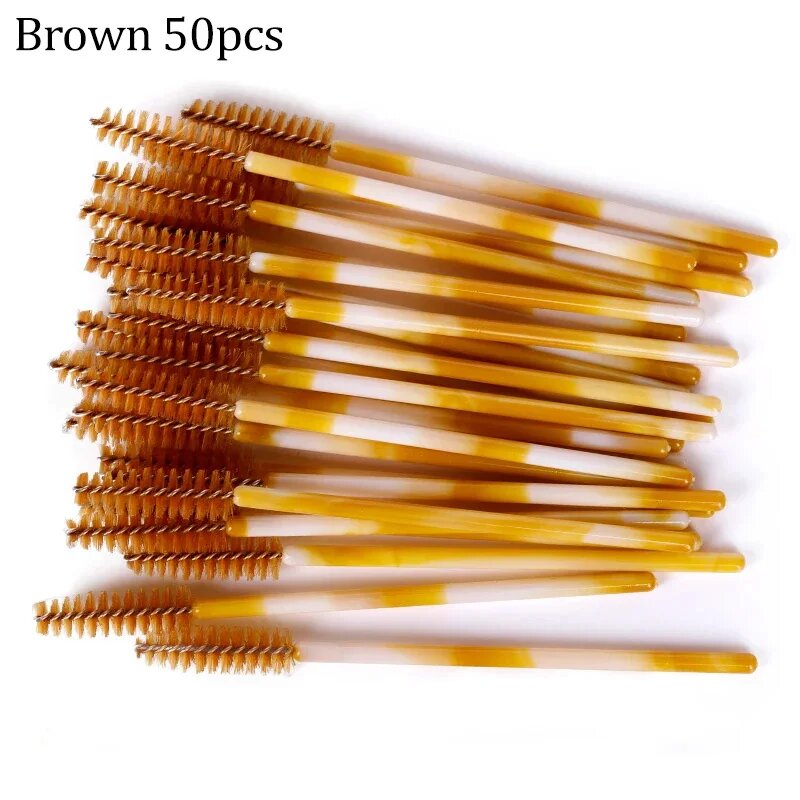 Кисти для ресниц многоразовые, коричневые, 50 шт (Color: 17)