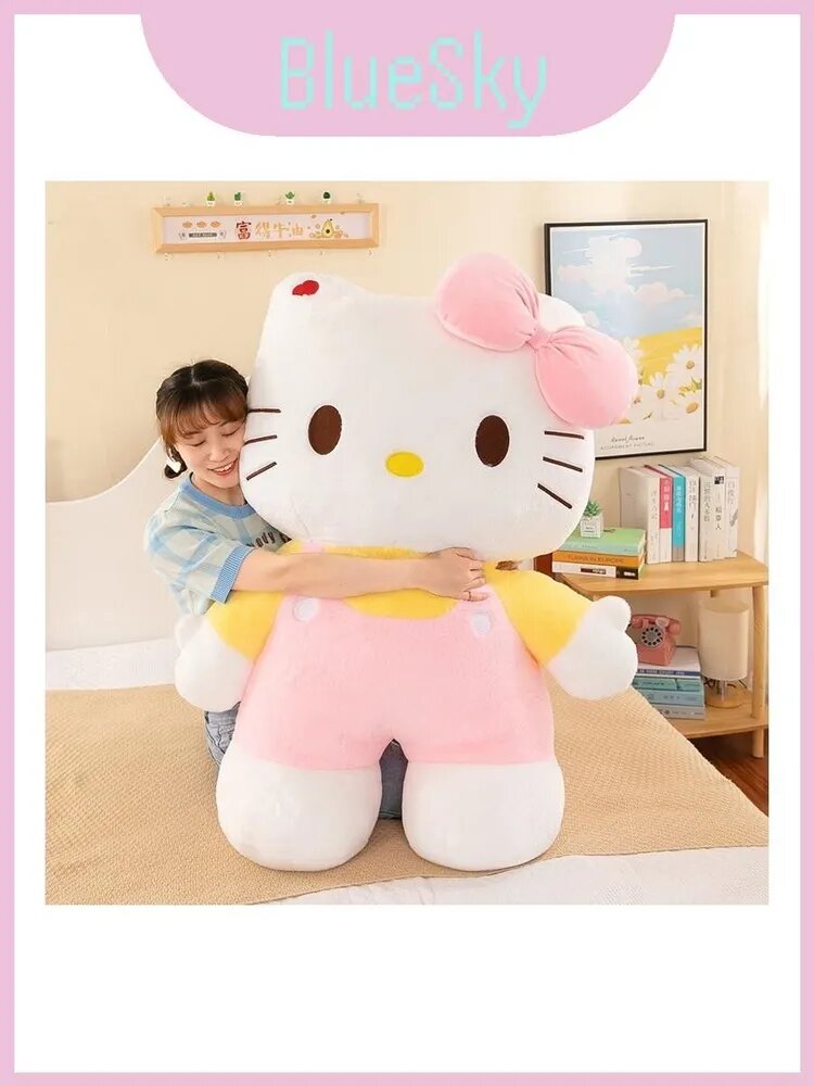 Мягкая игрушка hello kitty кукла кот с pp хлопковым наполнителем для девочек специальные персонажи в комплекте розовый 80 см