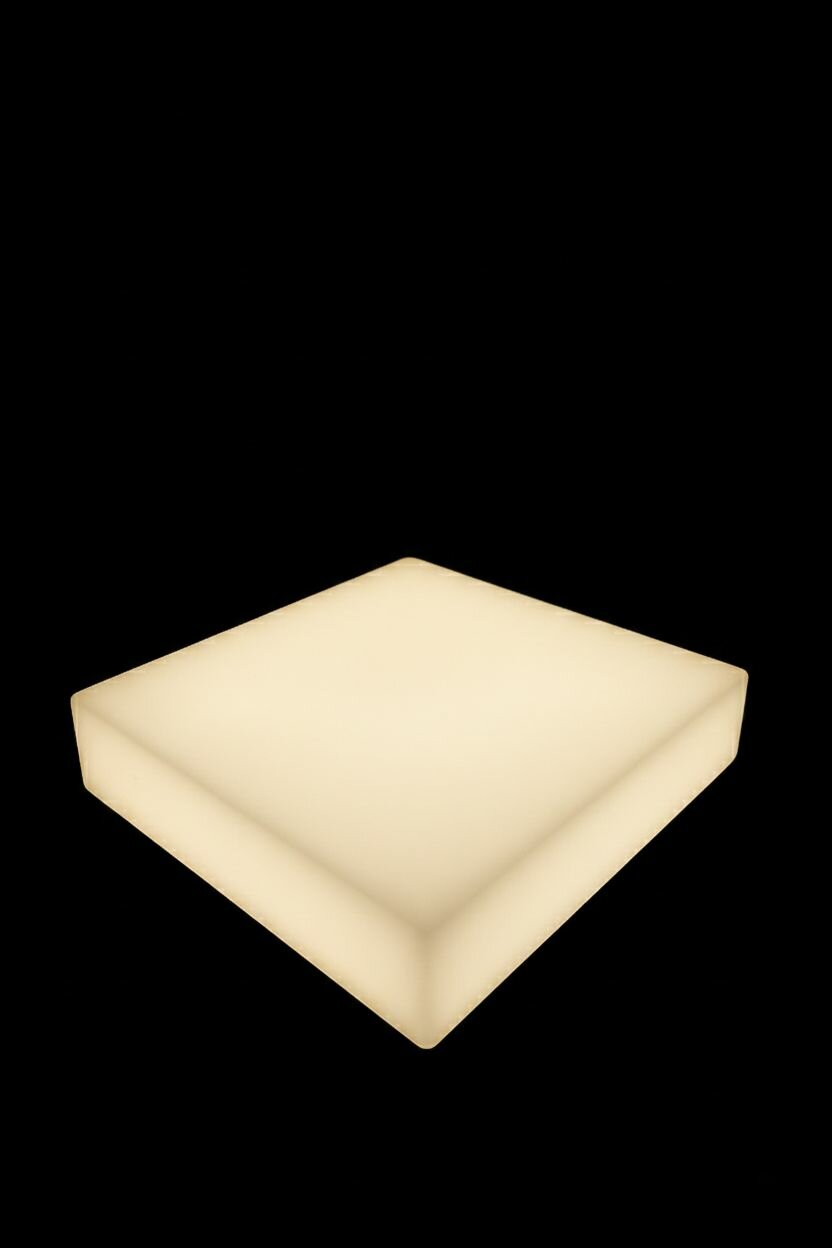 Светящаяся тротуарная плитка White теплая LED 12В для уличного и ландшафтного освещения 20*20 см