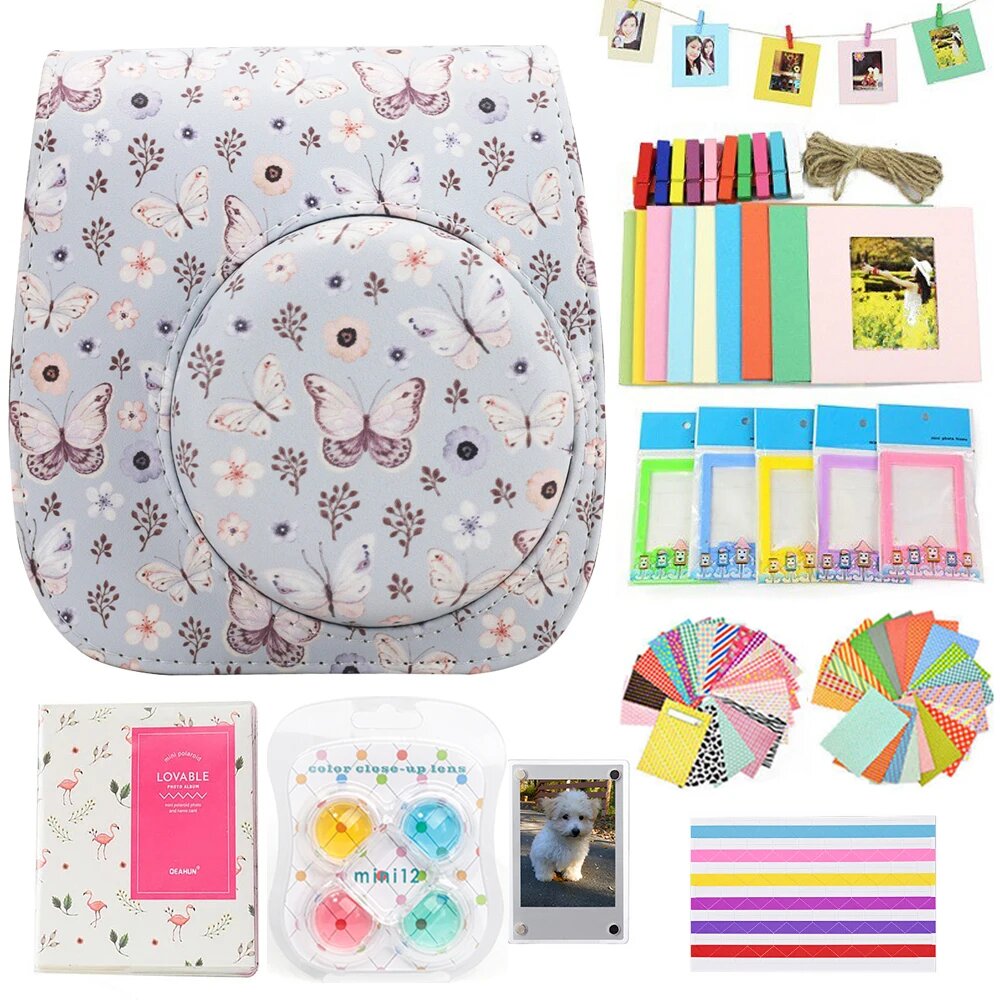 Чехол Fujifilm Instax Mini 12 Butterflies and Flow + набор аксессуаров