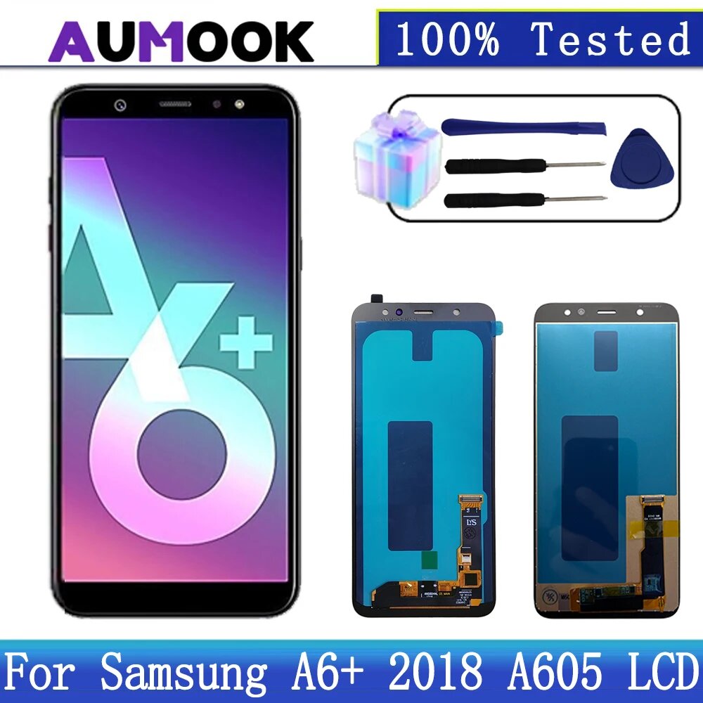 6,0 "тестированный AMOLED для Samsung A6 + 2018, ЖК-дисплей A605, дигитайзер сенсорного TFT-No-Frame