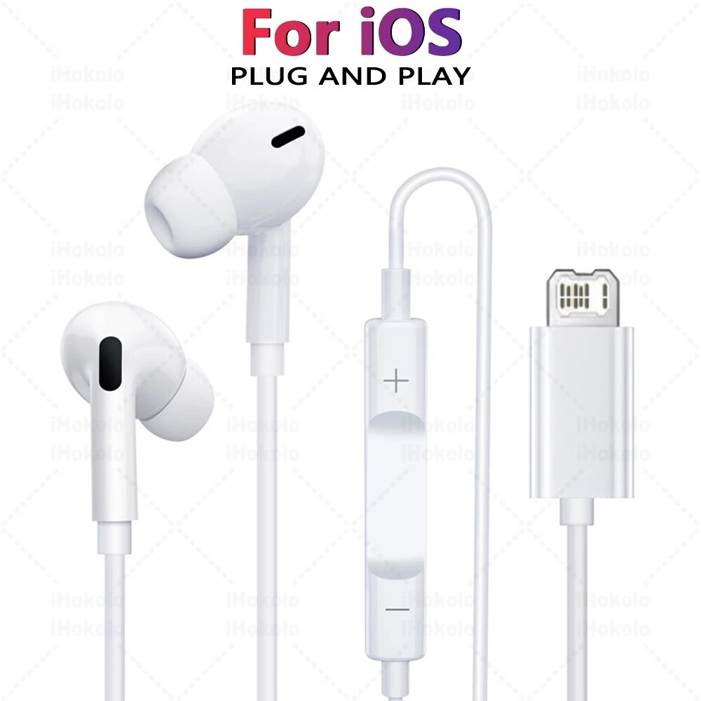 Оригинальные проводные наушники для Apple iPhone 17 16 15 Pro Max 14 13 12 11 X XS XR Type C Lightning Наушники-вкладыши 3,5 мм