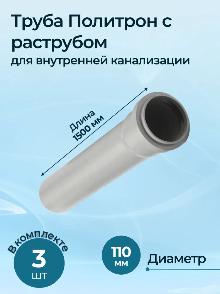 Комплект труб для внутренней канализации Политрон с раструбом 110x1500 3 шт.