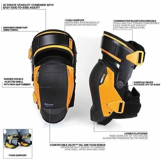 TOUGHBUILT Технические наколенники с антисользящим силиконом TB-KP-G3: одновременно фиксируют бедро и голень, обеспечивая более прочную фиксацию коленей.