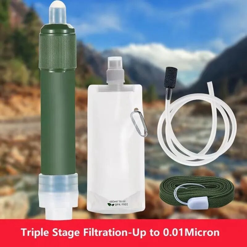 Фильтр для воды походный, портативный фильтр для очистки воды, triple stage filtration
