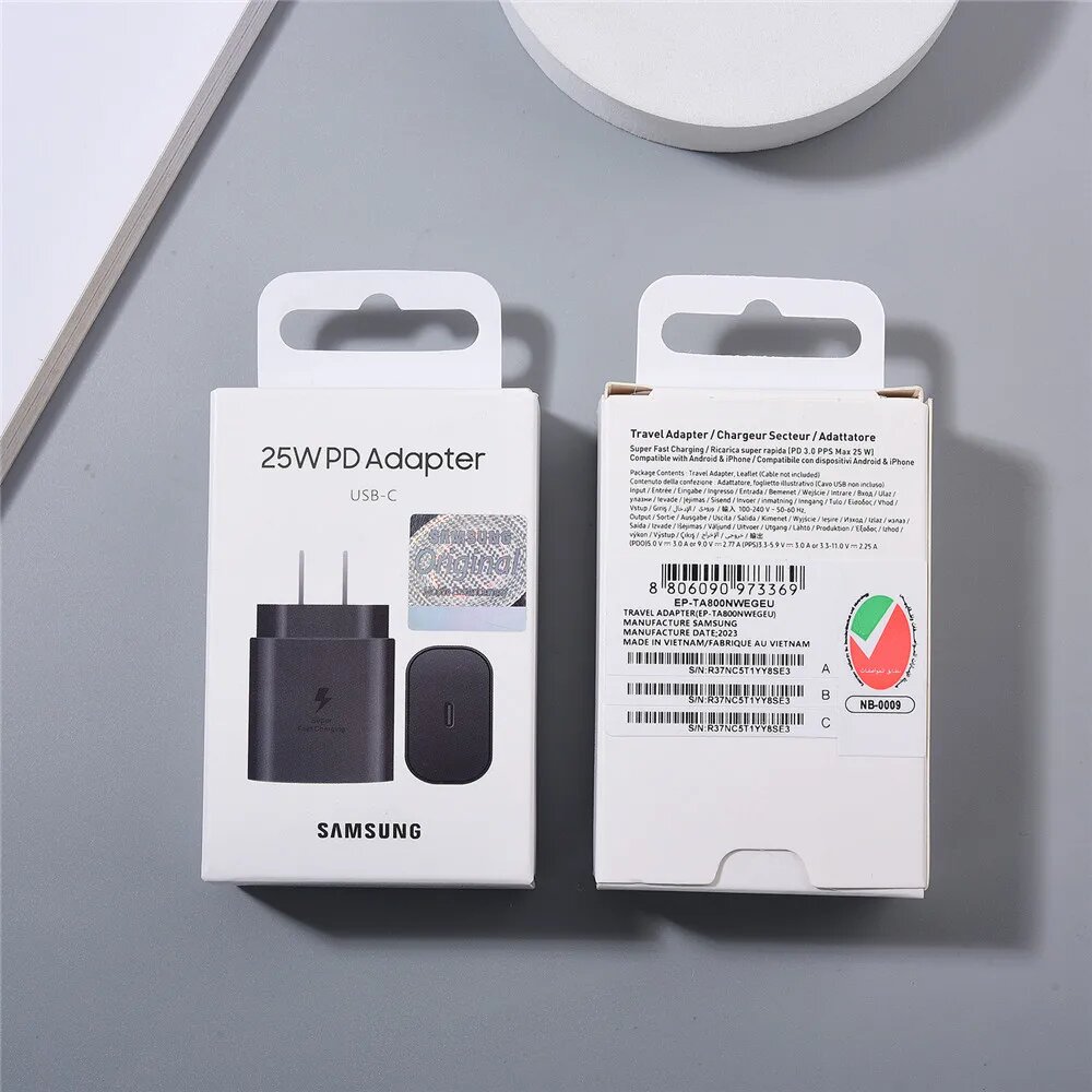 EP-TA800 Оригинальное зарядное устройство Samsung 25 Вт, адаптер для супер быстрой зарядки Type-C, США для телефона Galaxy S25 Edge M14 A A26 A25 A33 A53 A55