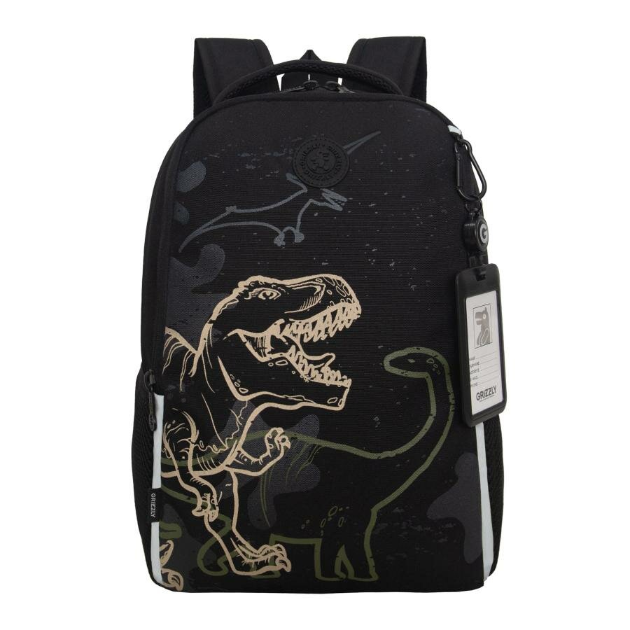 Рюкзак школьный 2отд. Черный 29х38х16см GRIZZLY RB-651-4/1 (муж)