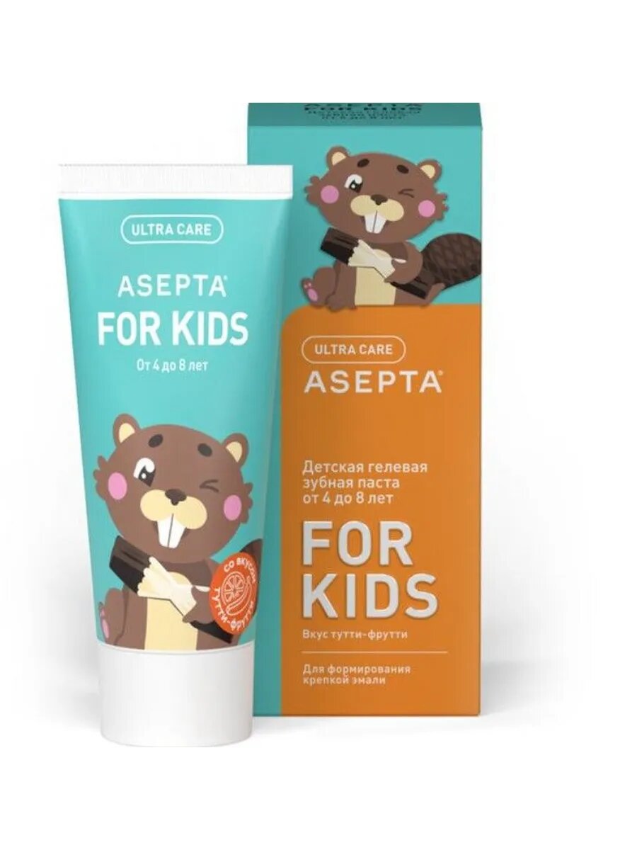 Асепта Kids Детская гелевая зубная паста от 4 до 8 лет, паст