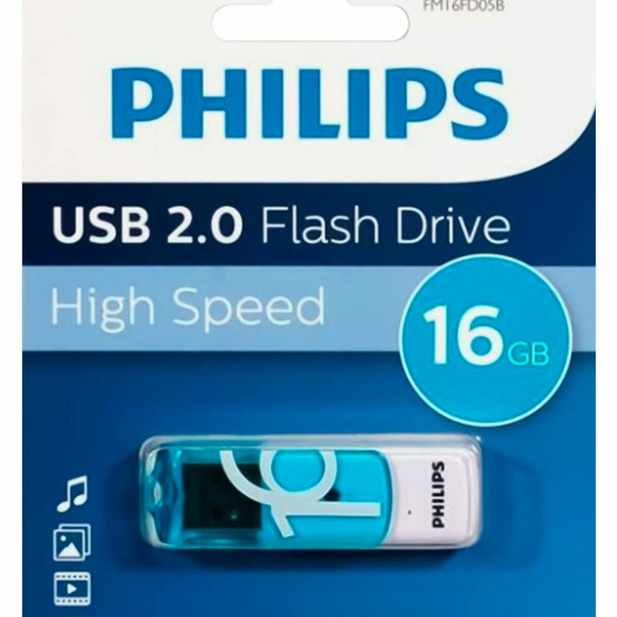 Флеш-память USB 16Gb Philips VIVID, разъем USB 2.0, синий (FM16FD05B/97)