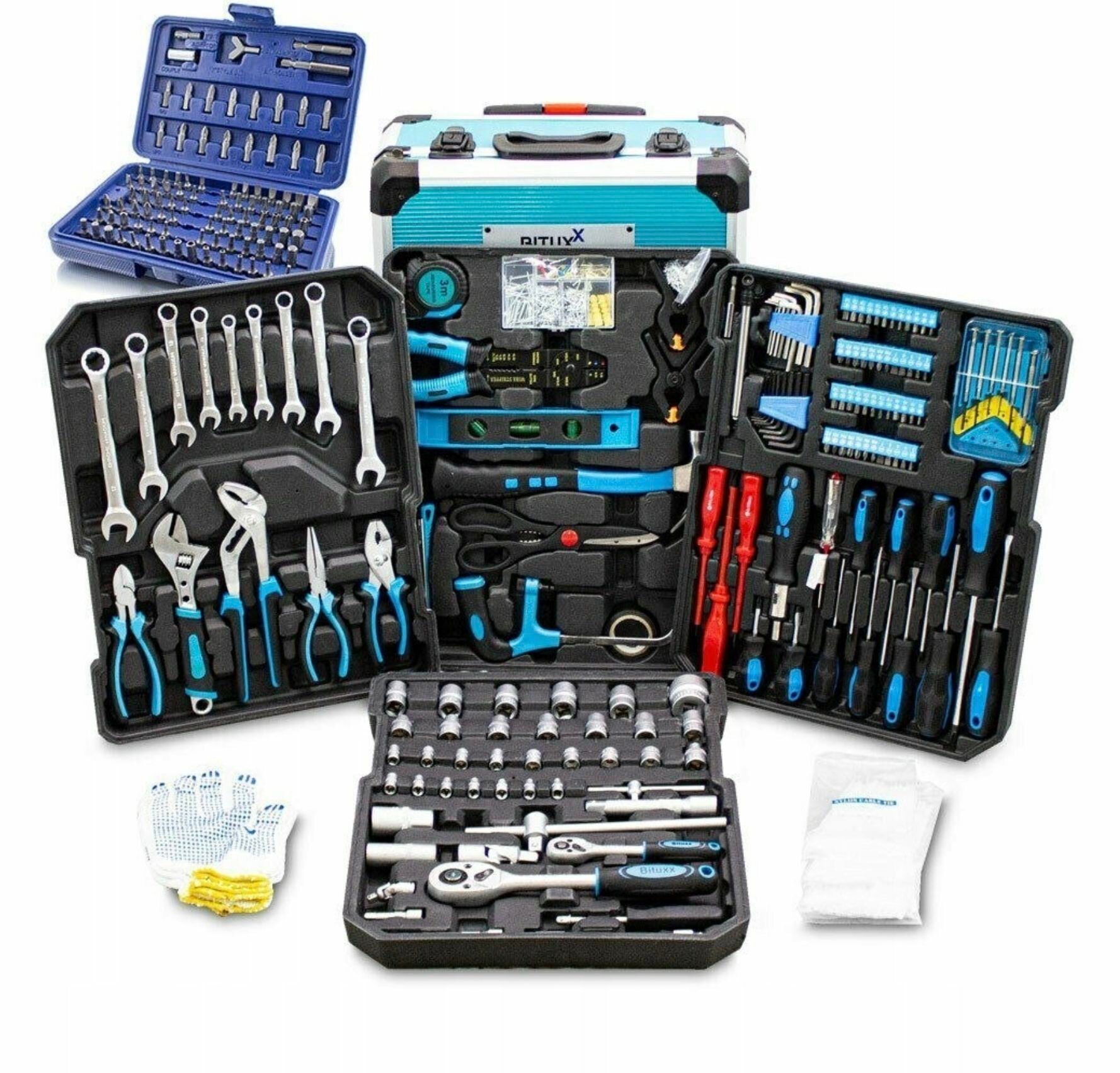 Набор инструментов Bituxx из 1300 предметов мобильный кейс на колесах, полный комплект для