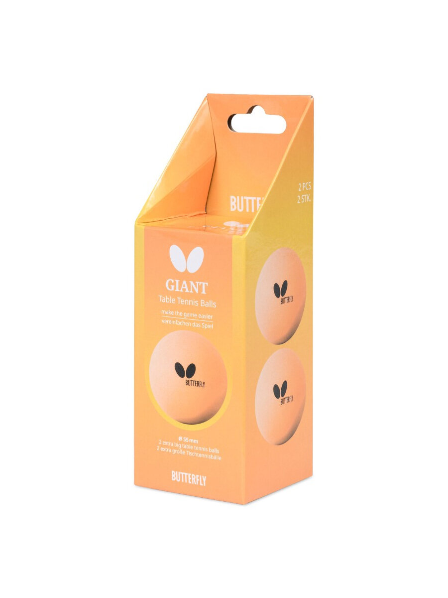 Мячи для настольного тенниса Butterfly Giant 55 Plastic x2, Orange