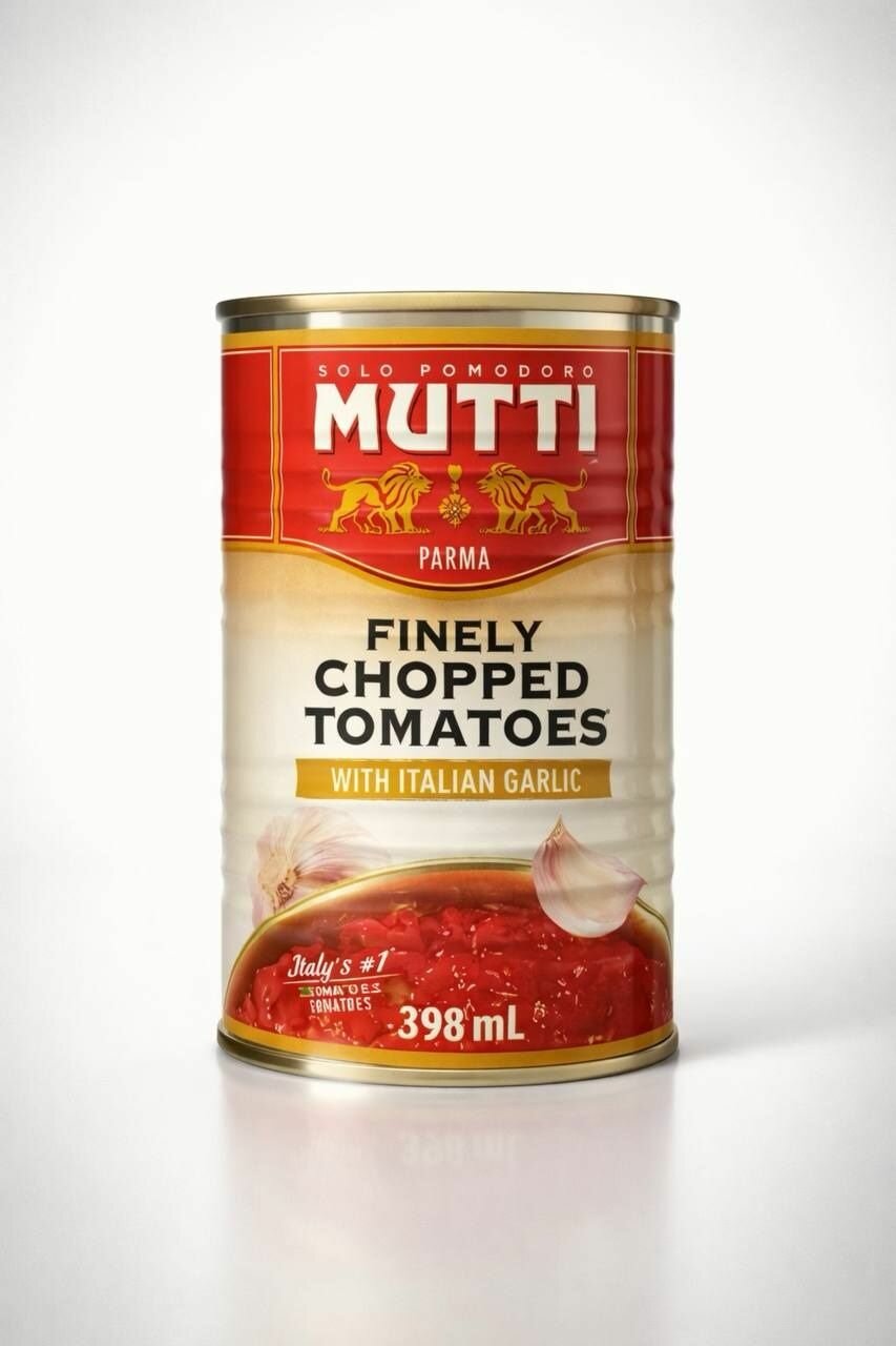 Томаты резаные кубиками в томатном соке с чесноком, Mutti, Италия, 400 г