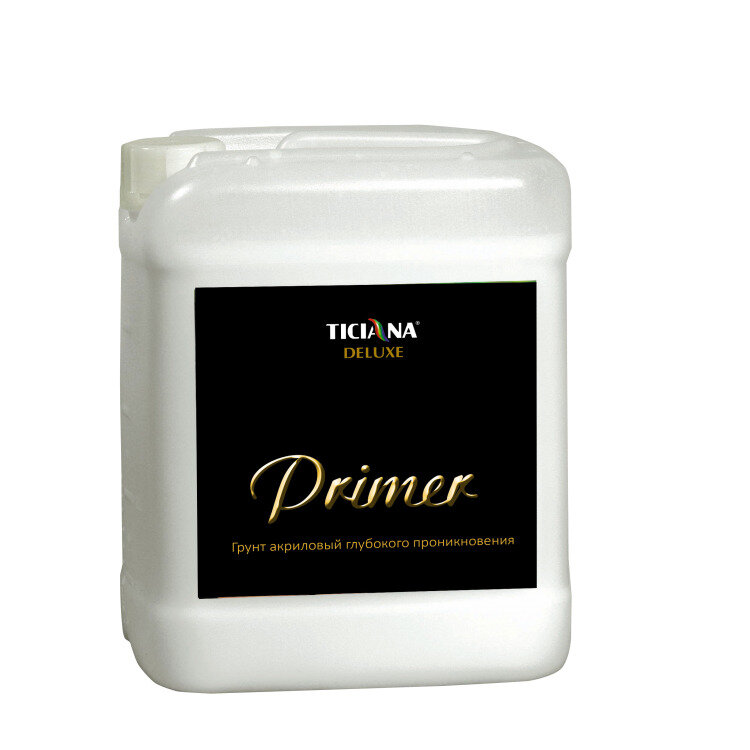 Грунтовка глубокого проникновения TICIANA DELUXE Primer, грунт акриловый для стен, водоотталкивающий, строительный, для наружных и внутренних работ, 5 л