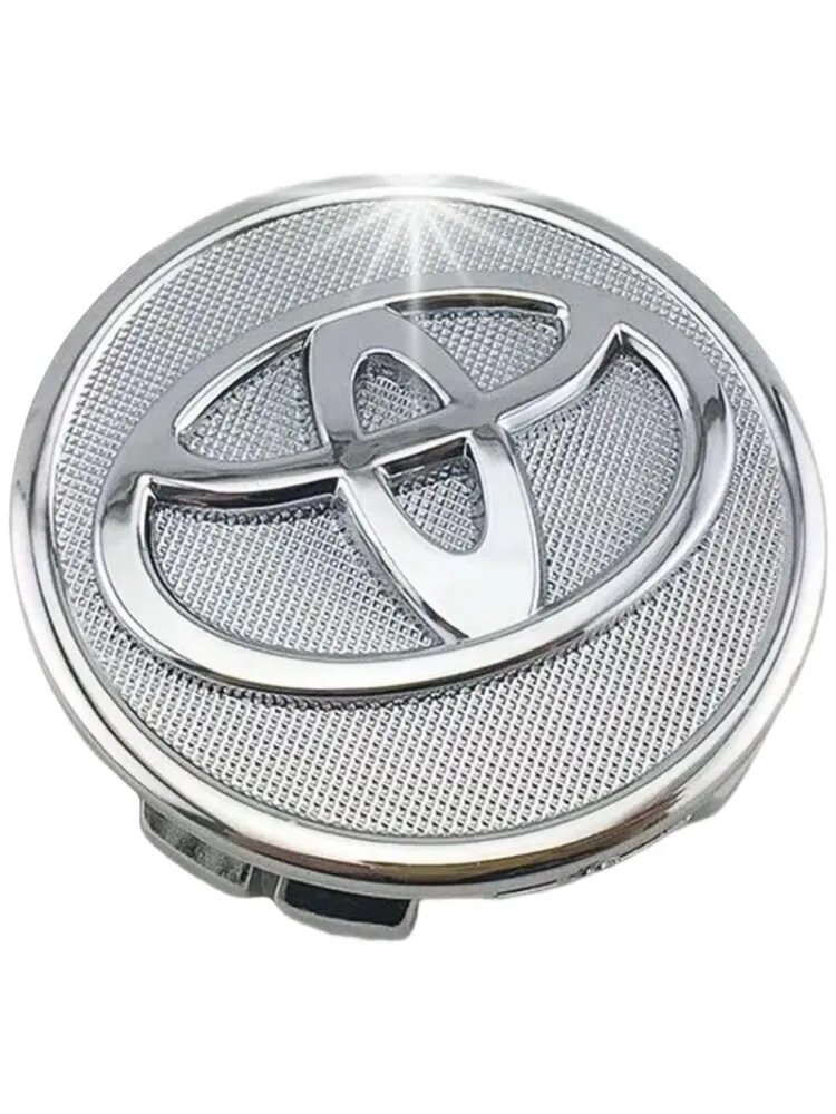 Колпак ступицы колеса Toyota, 4 шт. серебристые с хромированным логотипом 57/52 мм