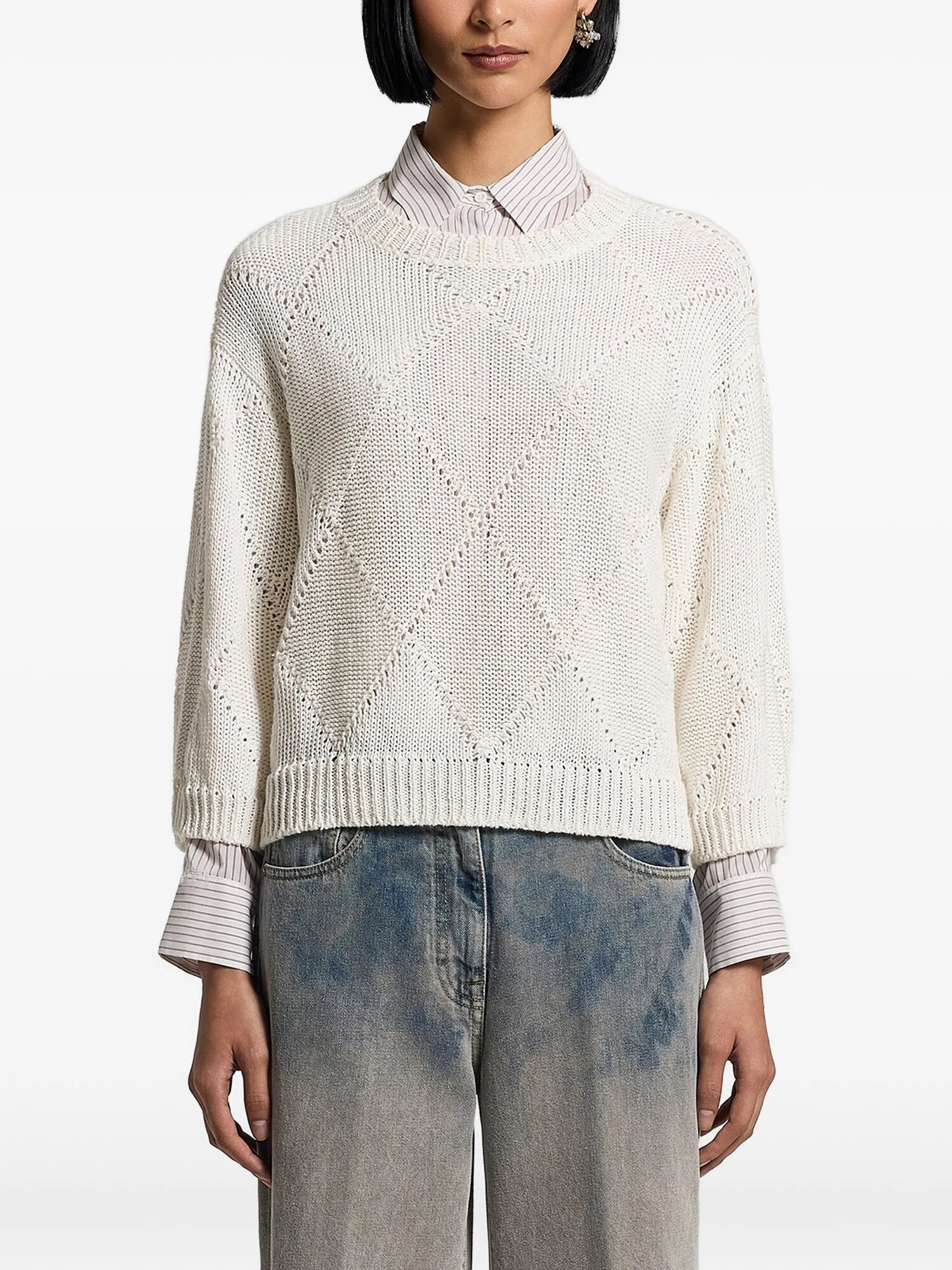Свитер Sequinned diamond-knit crew-neck sweater