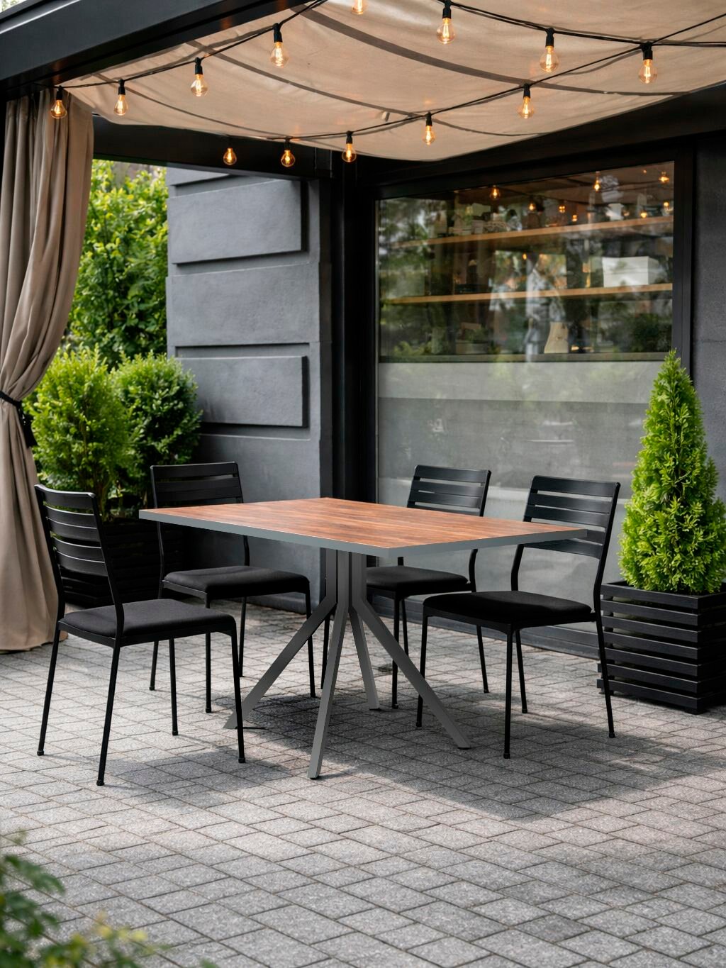 Стол для кафе Итальянец. Стол обеденный, 90х60 см, Орех Дижон натуральный 25 мм