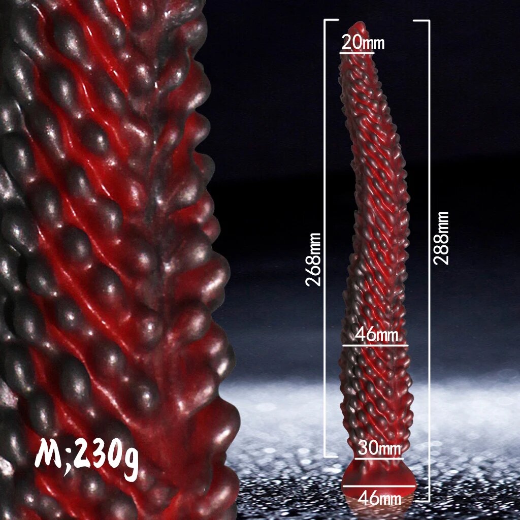 Анальная пробка Alien Tentacle, длинный толстый фаллоимитатор, спиральная силиконовая black M
