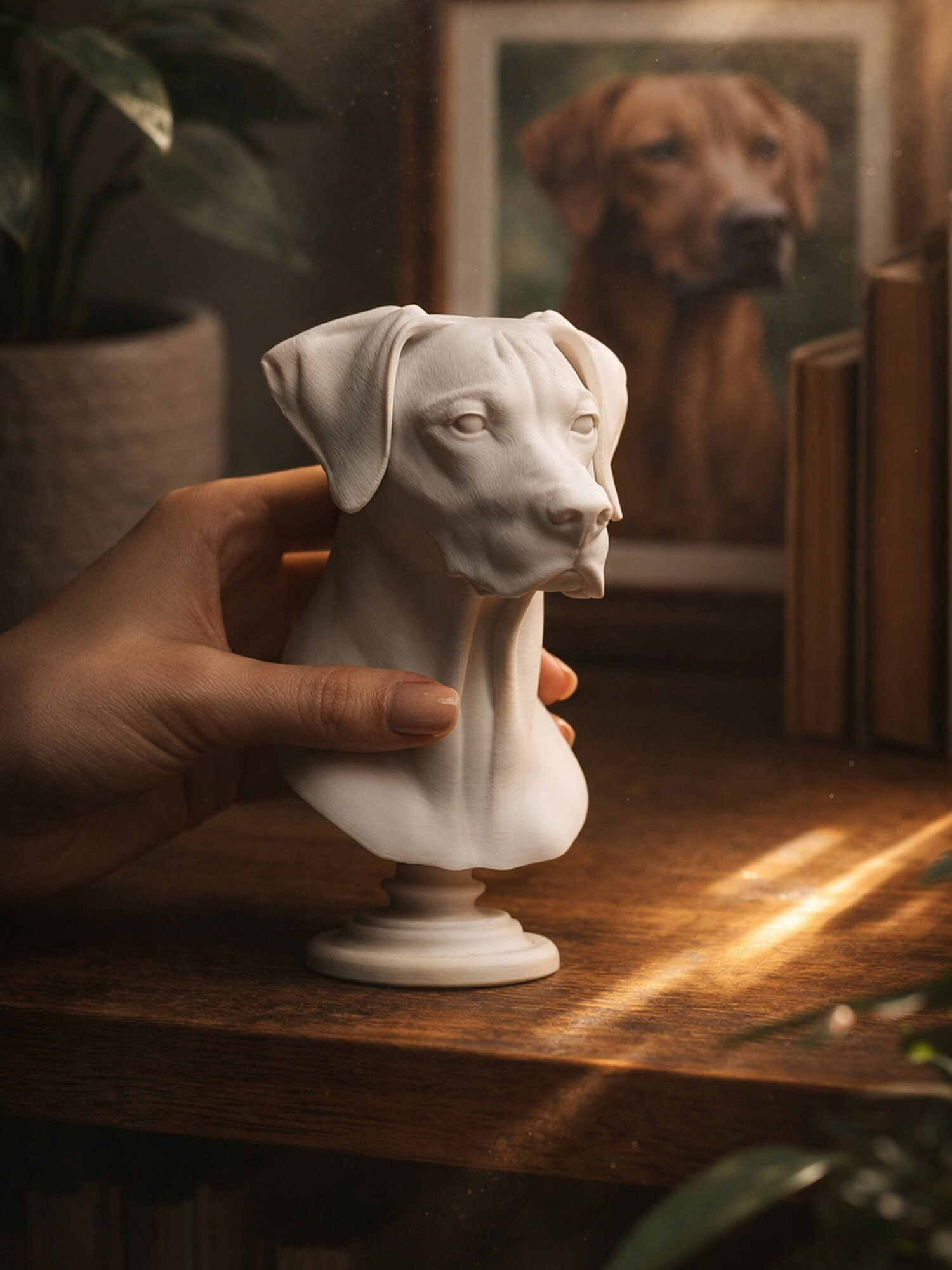 Статуэтка бюст собаки (Родезийский риджбек). Декоративная фигурка для интерьера