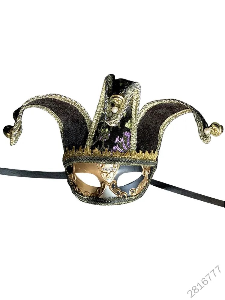 Маска карнавальная венецианская для мужчин черная на половину лица для карнавала, косплея