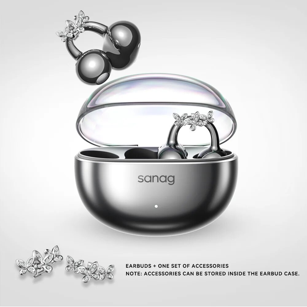 Sanag S6S Nova серебряные беспроводные наушники-серьги Butterfly Black