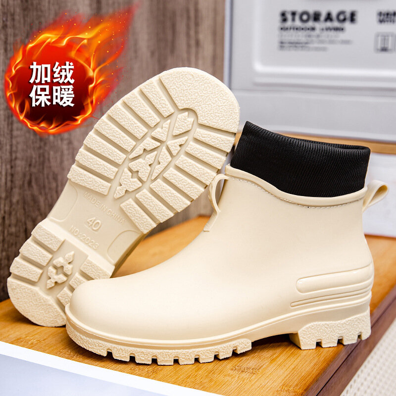 Резиновые туфли, большие размеры 36-48, мужские резиновые сапоги, стильные короткие нескользящие водонепроницаемые резиновые туфли для активного отдыха, женская обувь. Размер обуви. EU:48