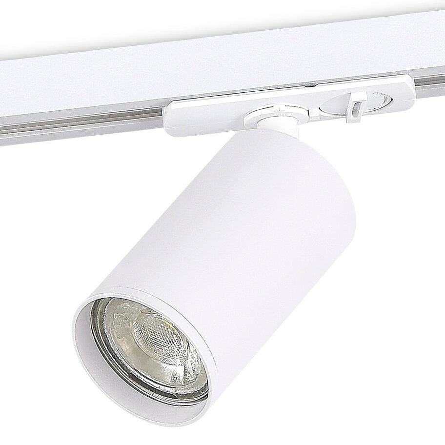 Светильник для однофазного шинопровода под LED-лампу с цоколем GU10, D52хH90мм, поворотный, IP20, без лампы, цвет - белый