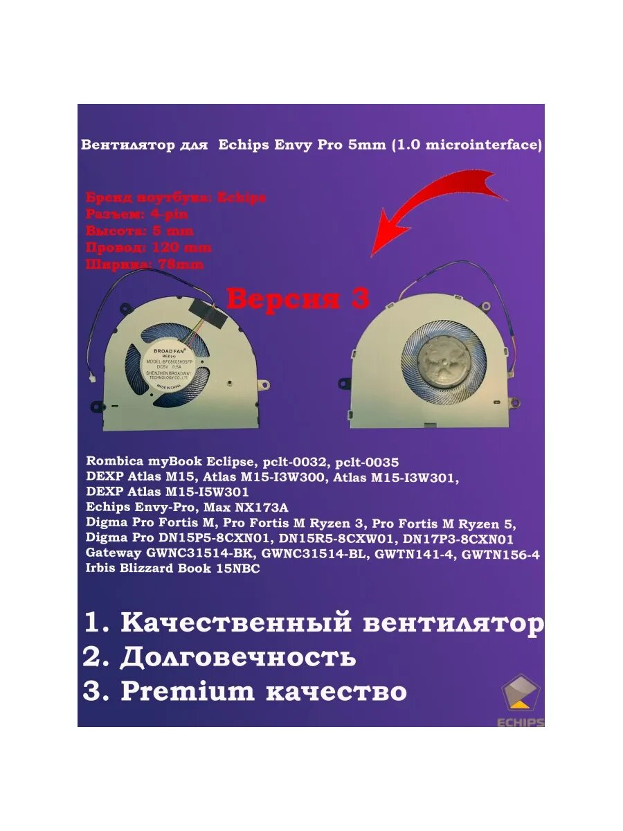 Вентилятор Gateway GWNC31514-BK 5мм (1.0 microinterface)