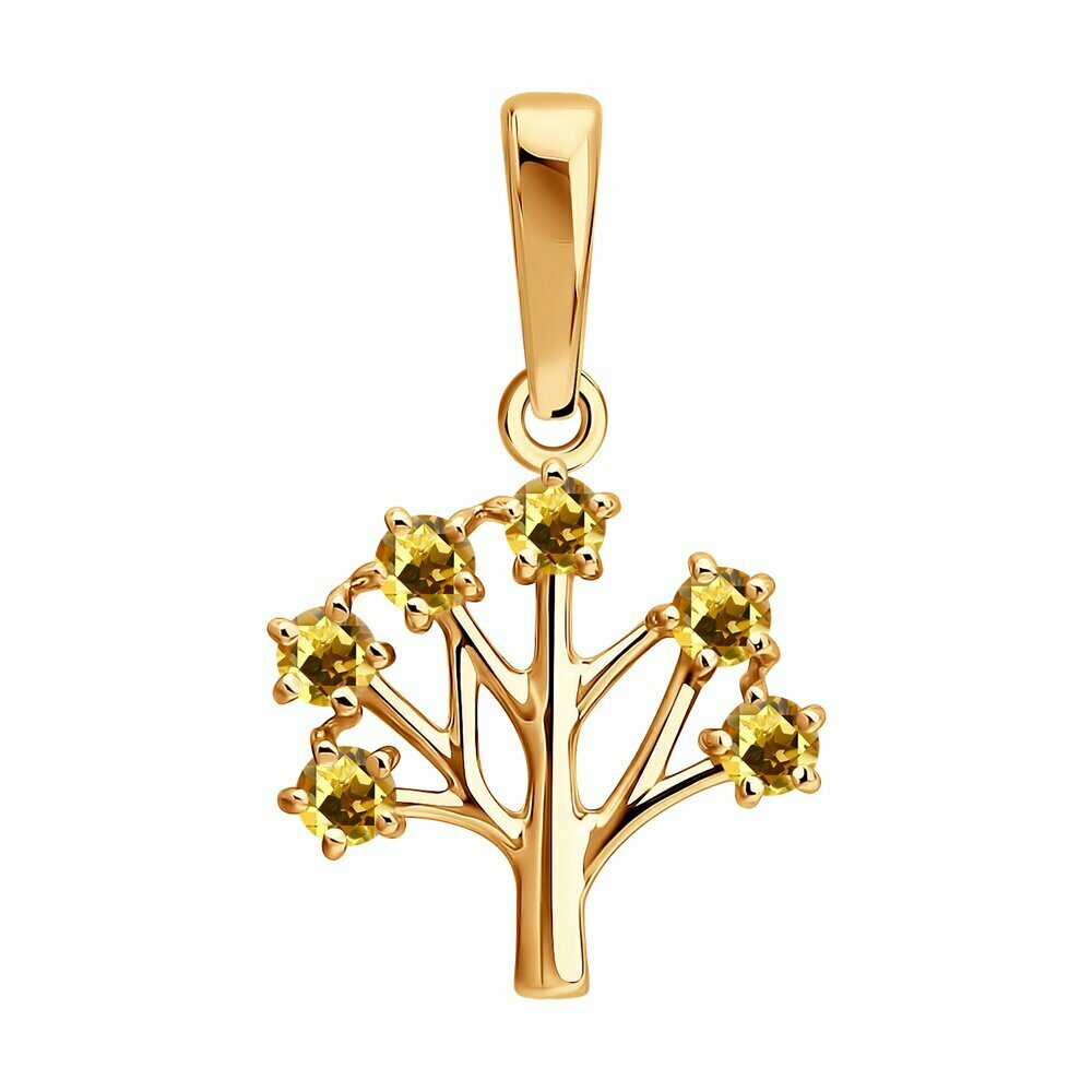 Подвеска, красное золото, 585 проба, цитрин