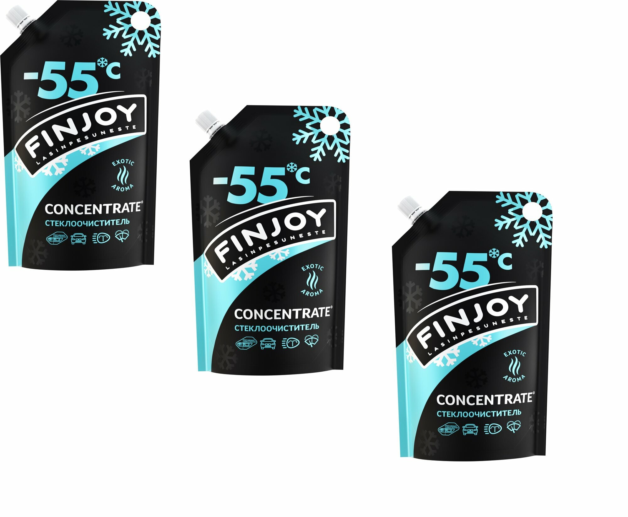 Автоочиститель Fin Joy стёкол концентрат exotic ( -55° C), 1 л дой-пак 3упаковки