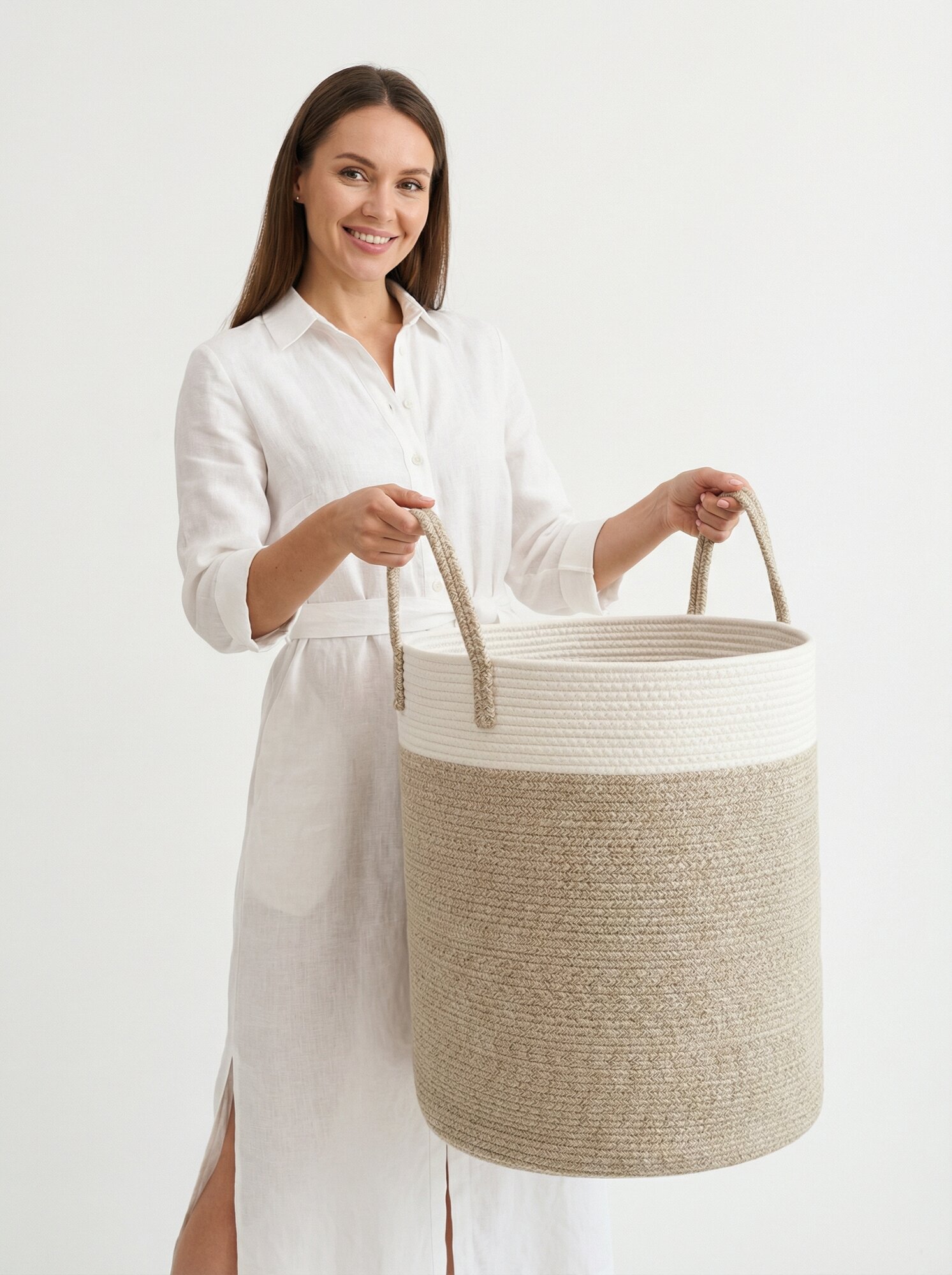 Корзина для белья плетеная Taliso 38х50 см / для игрушек / для хранения вещей