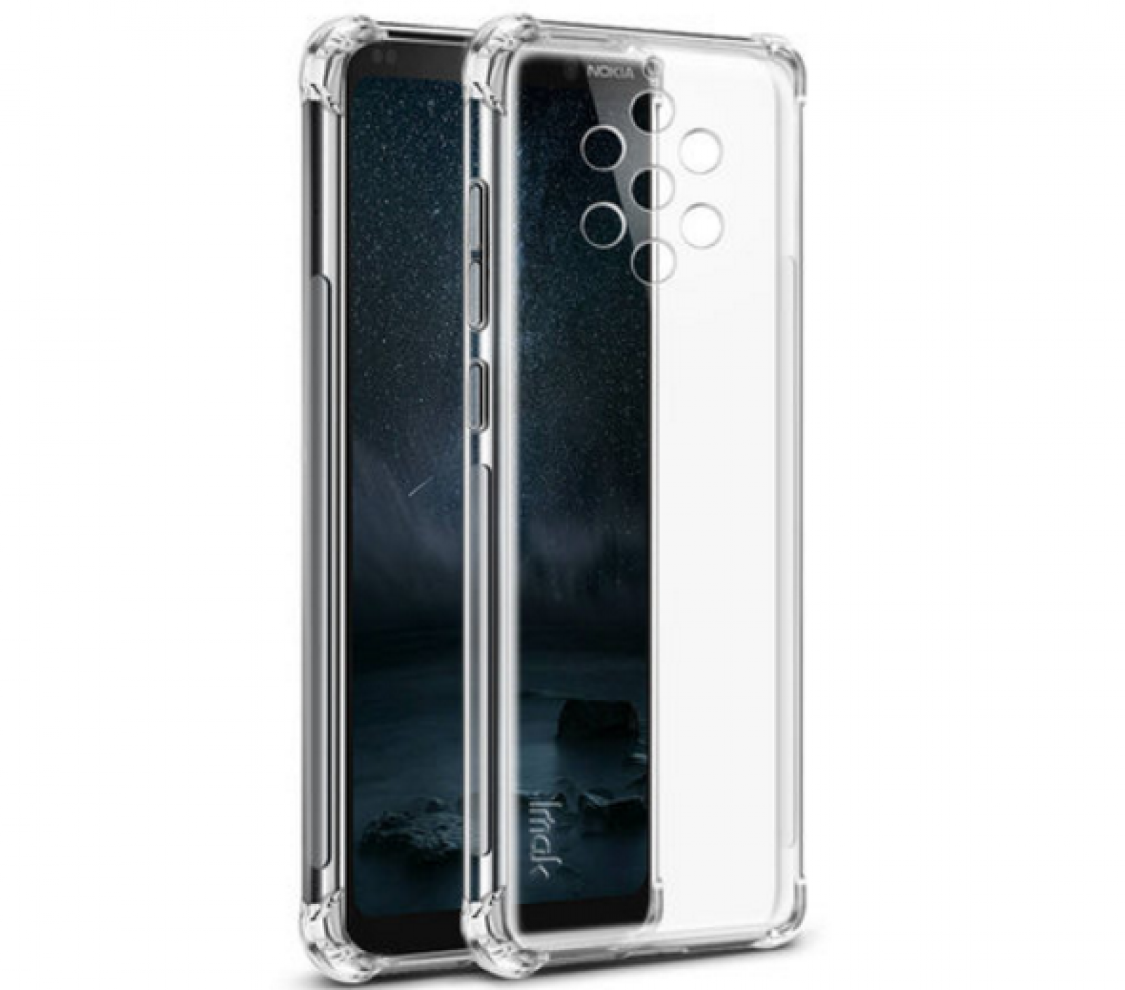 Панель-чехол MyPads для Nokia 9 PureView с защитными заглушками и боковыми кнопками прозрачный