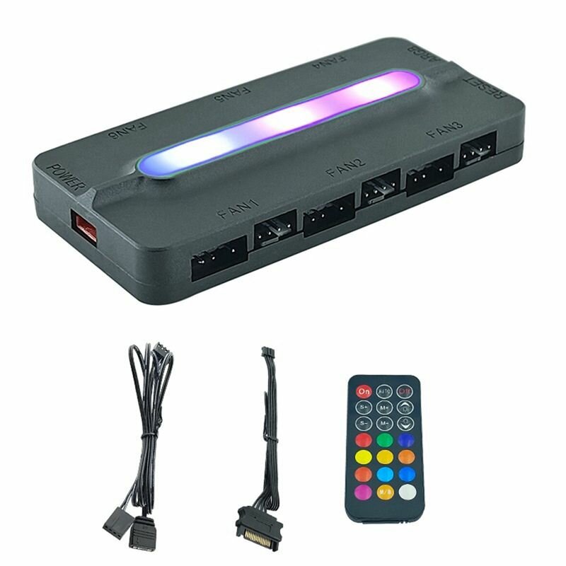 New-5V/3Pin ARGB 4Pin Fan HUB 1To6 Music Rhythm Контроллер Температуры