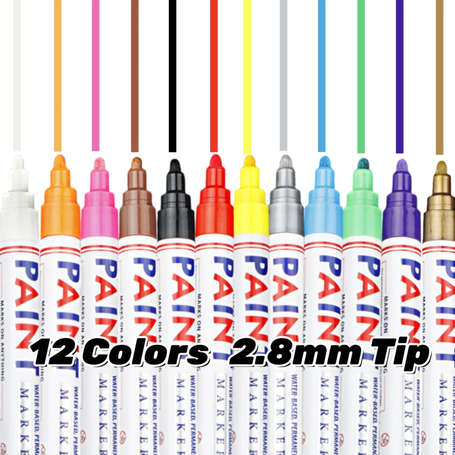 Маркеры для рисования Paint Markers, 12 цветов 12 Colors 2.8mmNib