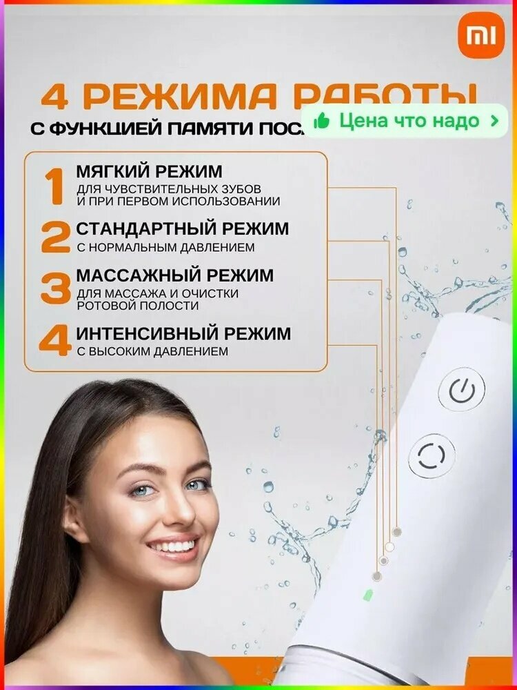 Электрический ирригатор для эффективной гигиены полости рта-умное