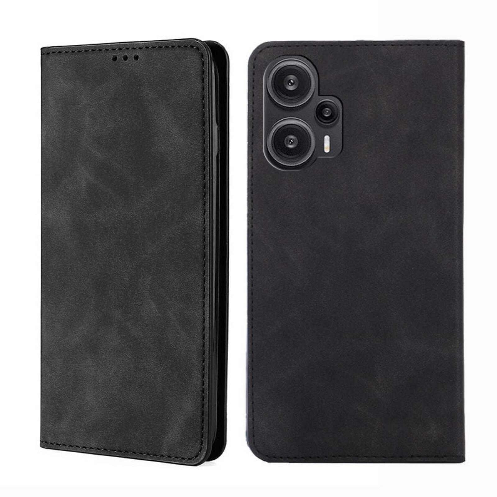 Чехол-книжка MyPads для Xiaomi Redmi Note 12 Turbo / POCO F5 5G черный мягкий на ощупь