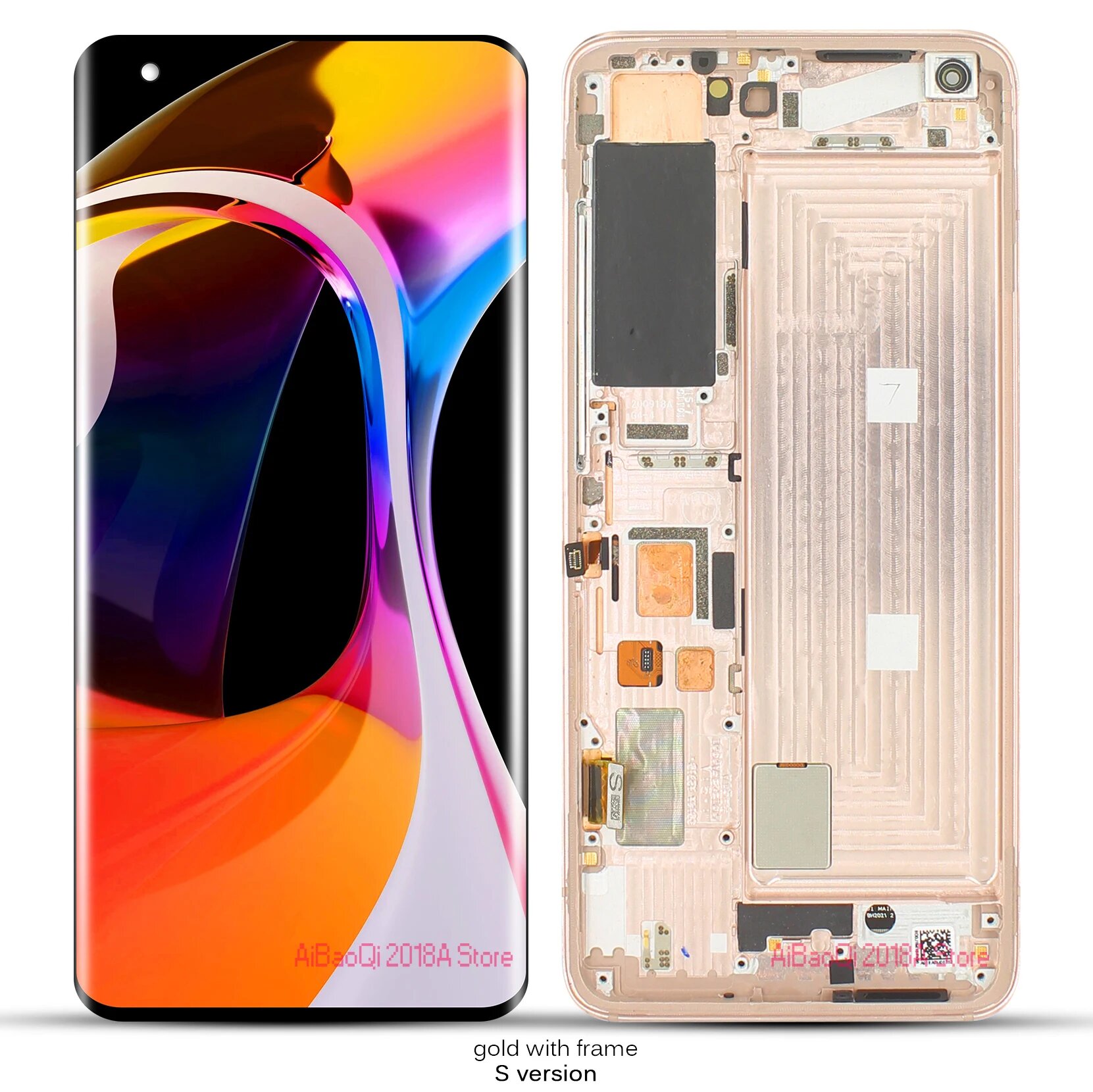 Для Xiaomi Mi 10 Экран ЖК-дисплея Для Mi 10 Ultra Запчасти для ремонта ЖК-дисплея gold with frame S