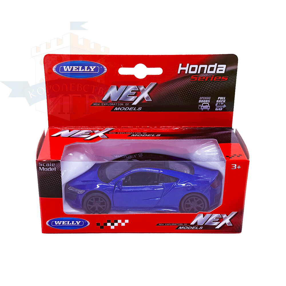Машинка Welly Honda NSX 2017, синий, 1:38, арт.43725W-M. BU, коллекционная
