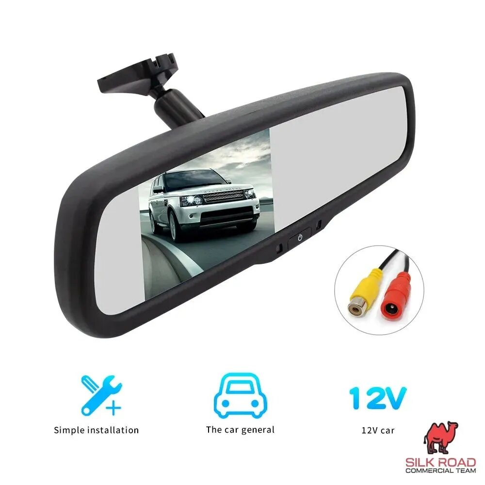 Универсальный автомобильный монитор с креплением на зеркало заднего вида 4.3 дюйма для парктроника