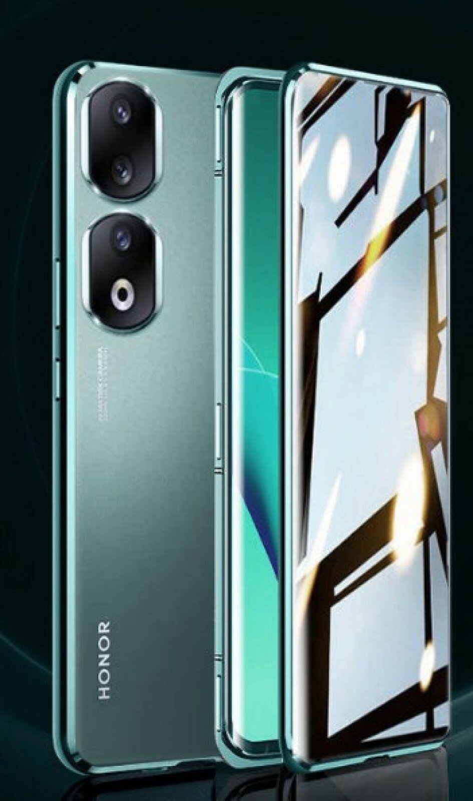 Магнитный чехол бампер MyPads Vetro magnete для Honor 90 из закаленного стекла и металла с двухсторонней прозрачной крышкой