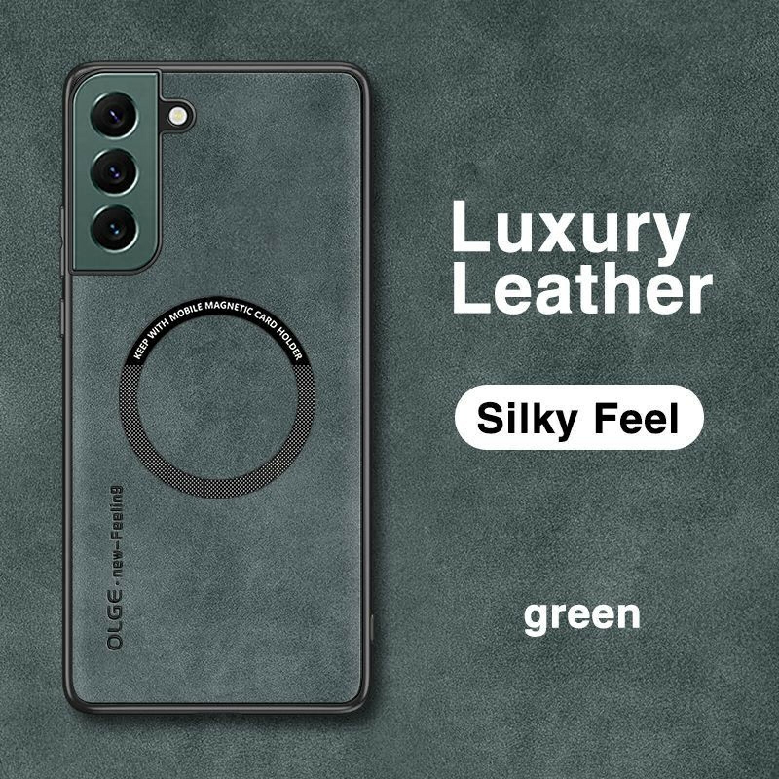 Кожаный чехол MyPads с магнитным замком для Samsung S22, натуральная овечья кожа, черный