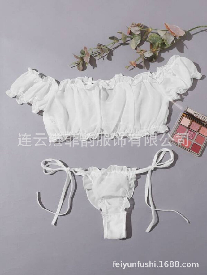 Сексуальная домашняя одежда, эмоциональное нижнее белье, шифоновая пижама из двух частей, униформа 9001