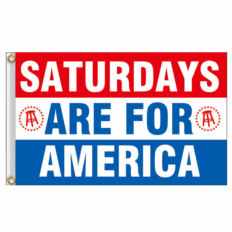 Флаг «Субботы — за Америку» — полиэстеровый флаг размером 3х5 футов с ярким красно-бело-синим дизайном, идеально подходящий для патриотических мероприятий, украшения спортивных баров и праздников на открытом воздухе.