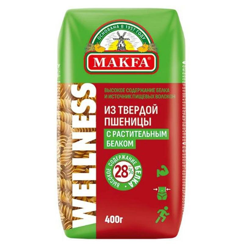 Спирали высокобелковые WELLNESS 28% растительного белка MAKFA, 400 г