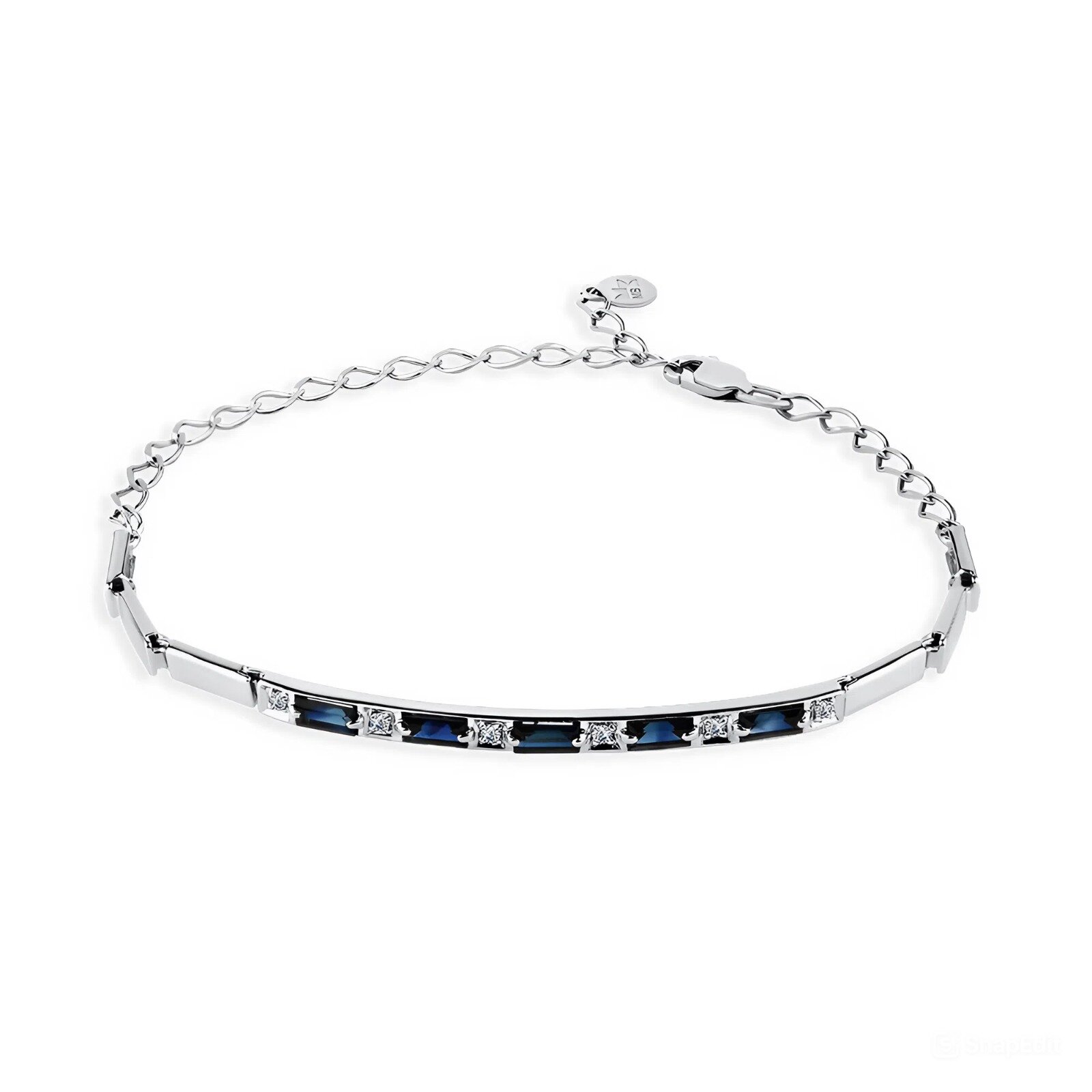 Браслет, белое золото, 585 проба, сапфир, бриллиант