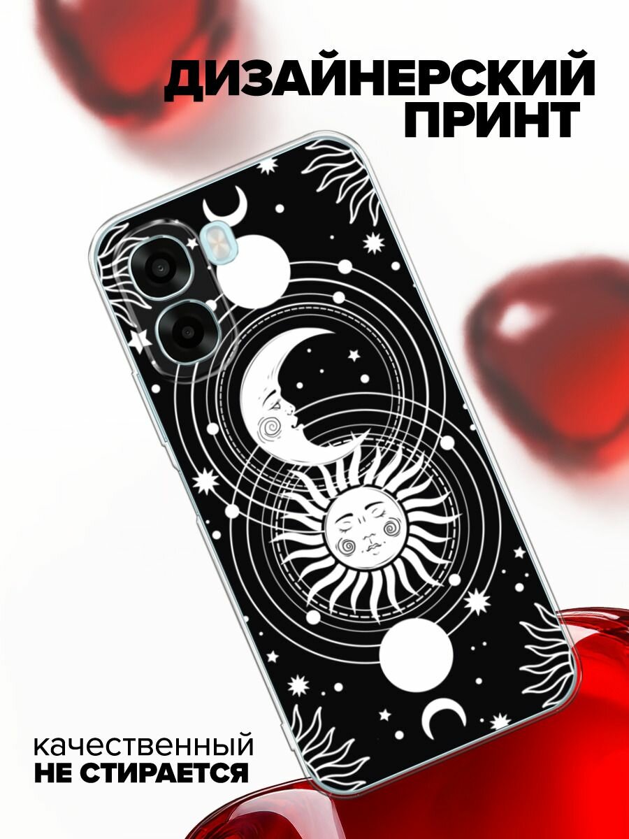 Силиконовый чехол на Oppo A6x / Оппо A6x с принтом Дуэт Солнца и Луны — фото 1
