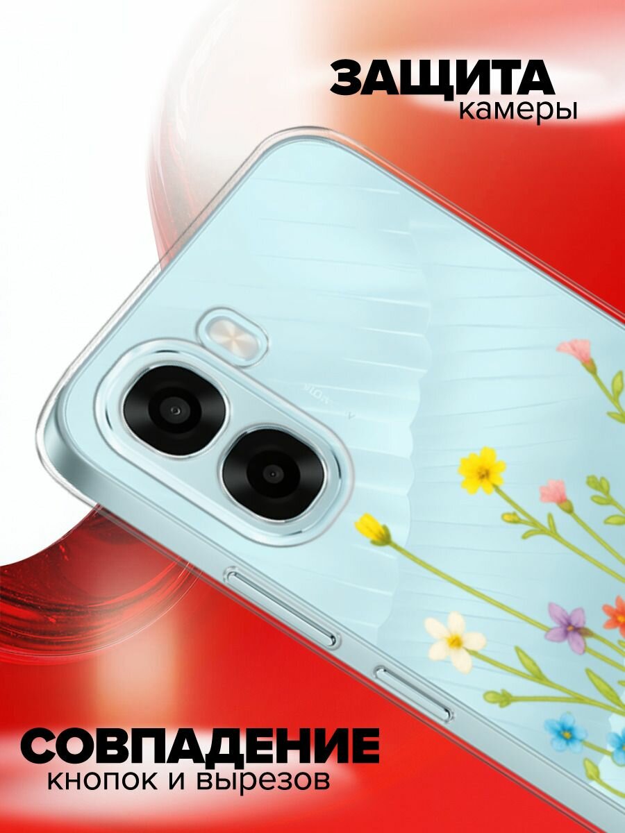 Чехол на Oppo A6x / Оппо A6x с принтом Высокие маленькие цветы — фото 1